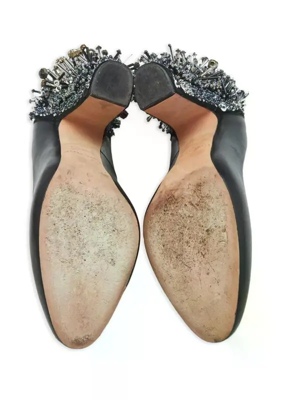 Rochas Crystal Embellished Leather Pumps