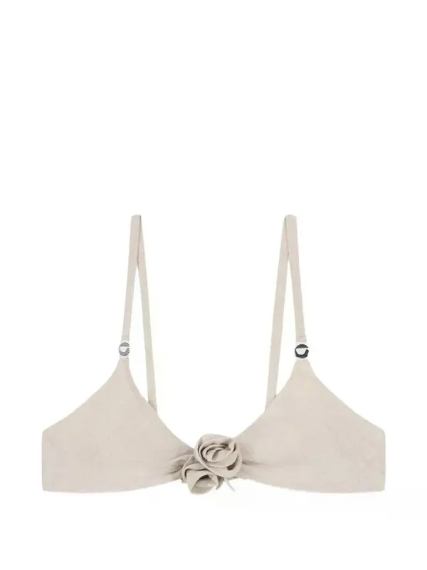Coperni Flower Gathered Bikini Top - Neutrals