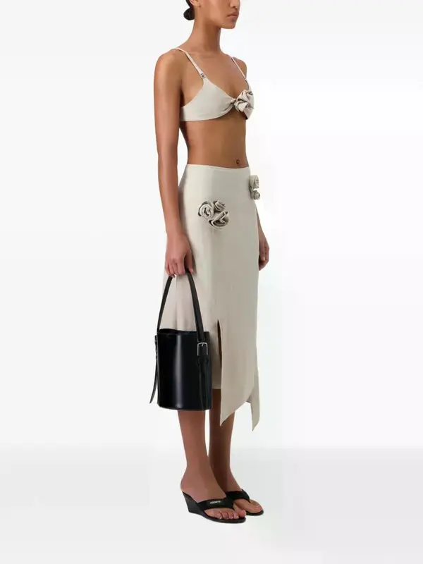 Coperni Flower Gathered Bikini Top - Neutrals