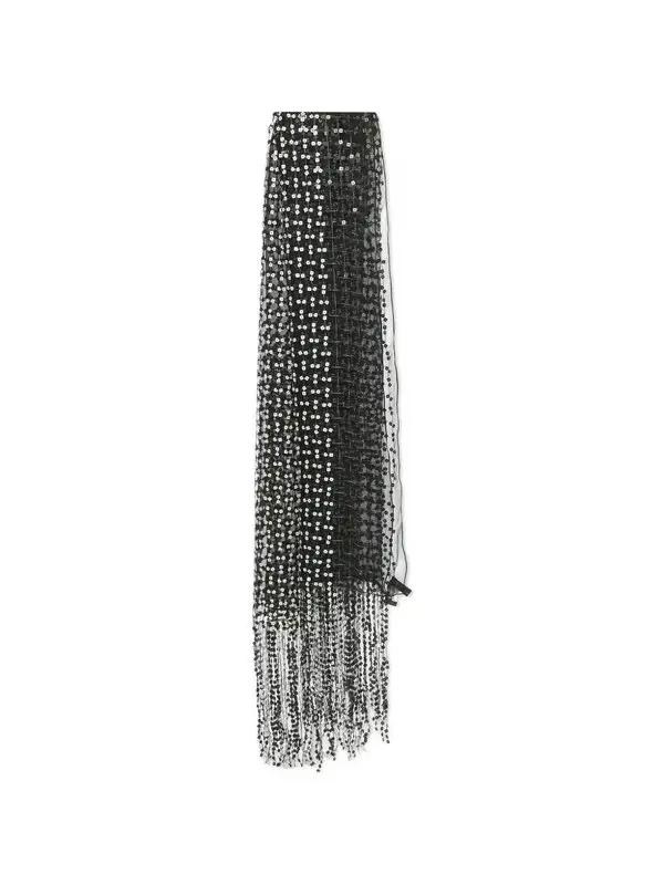 Giorgio Armani Sequins Fringe Scarf - White