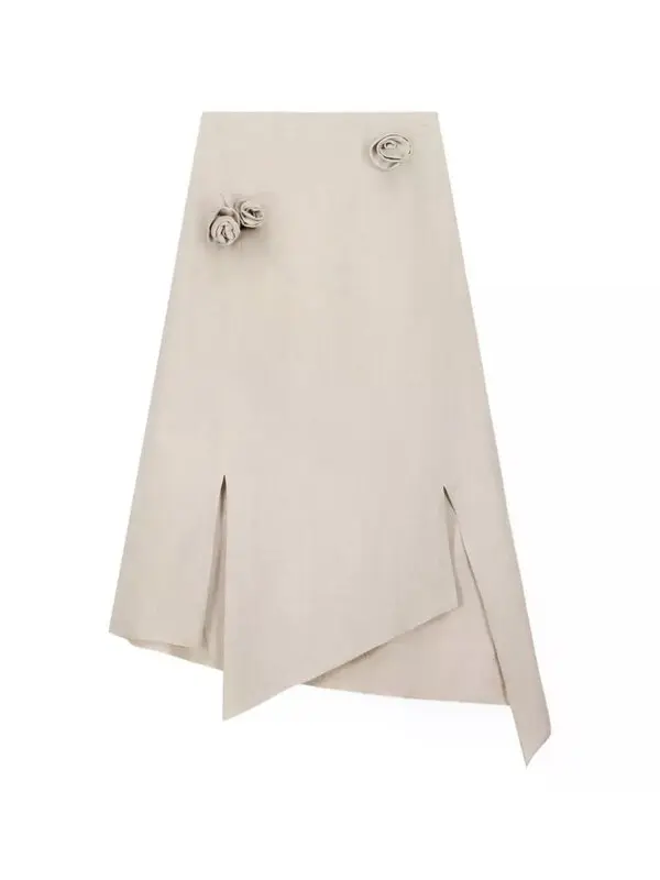 Coperni Floral Detail Asymmetric Midi Skirt - Neutrals