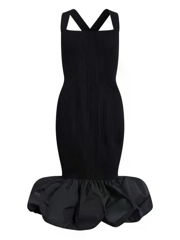 PATOU Ruffled-hem Midi Dress - Black