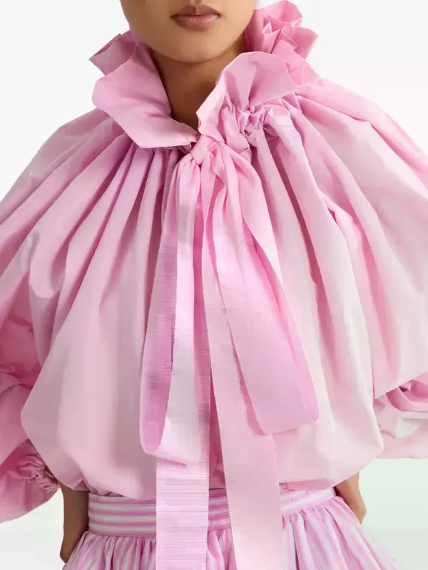 PATOU Ruffled Tie-neck Top - Pink