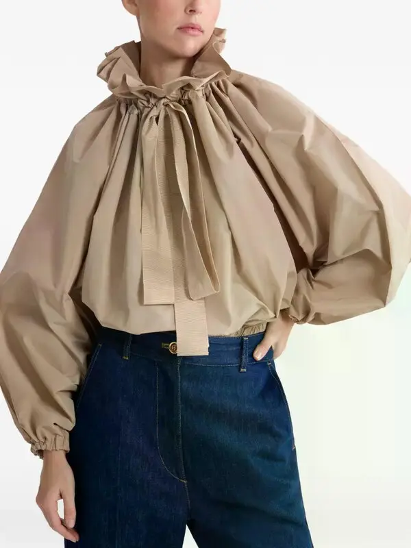 PATOU Ruffled Tie-neck Top - Neutrals