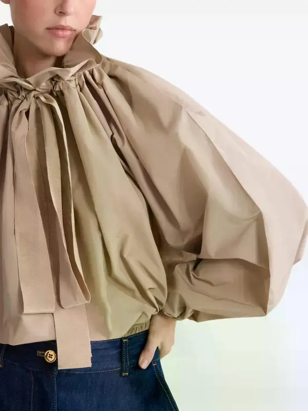 PATOU Ruffled Tie-neck Top - Neutrals