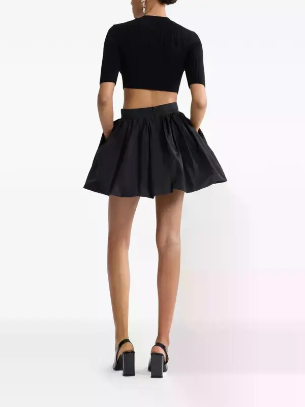 PATOU Cropped Ribbed Knit Cardigan - Black