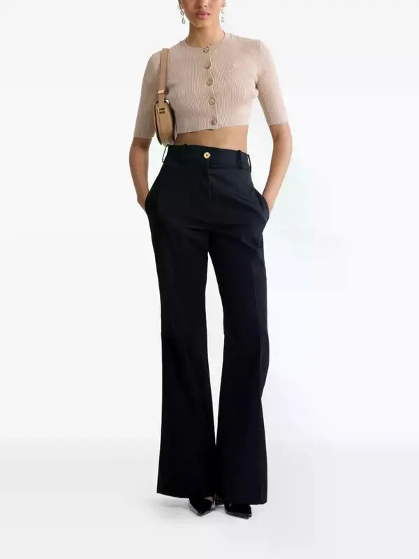 PATOU Ribbed Cropped Cardigan - Neutrals