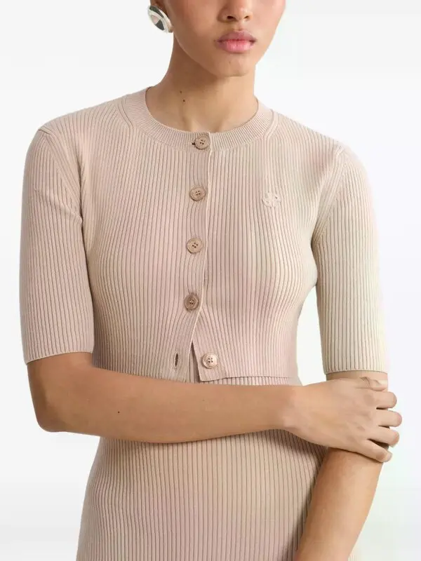 PATOU Ribbed Cropped Cardigan - Neutrals