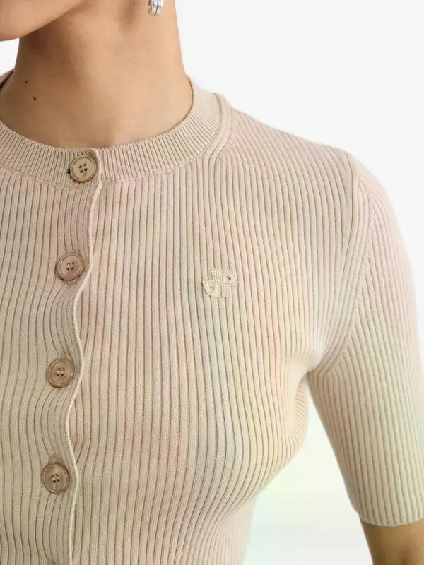 PATOU Ribbed Cropped Cardigan - Neutrals
