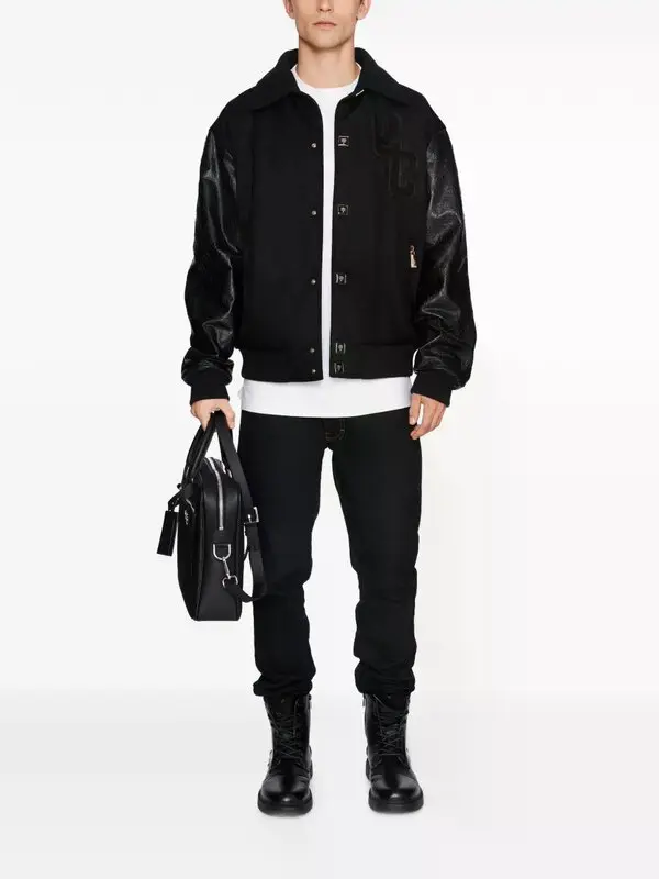 Place Of Ëlms Embossed-sleeve Embroidered Jacket
