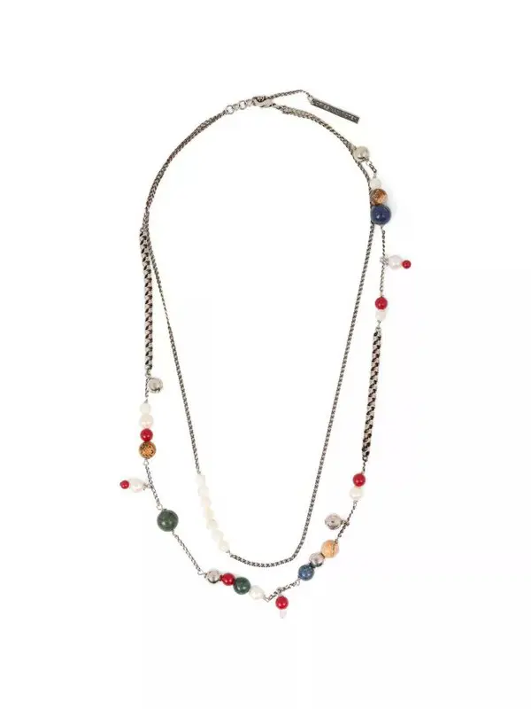 Dries Van Noten Double-chain Beaded Necklace - Silver