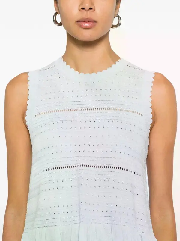 Maje Ruffled Knit Top - Blue