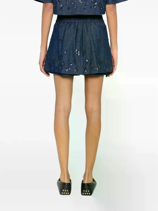 Maje Sequin Embellished Denim Skort - Blue