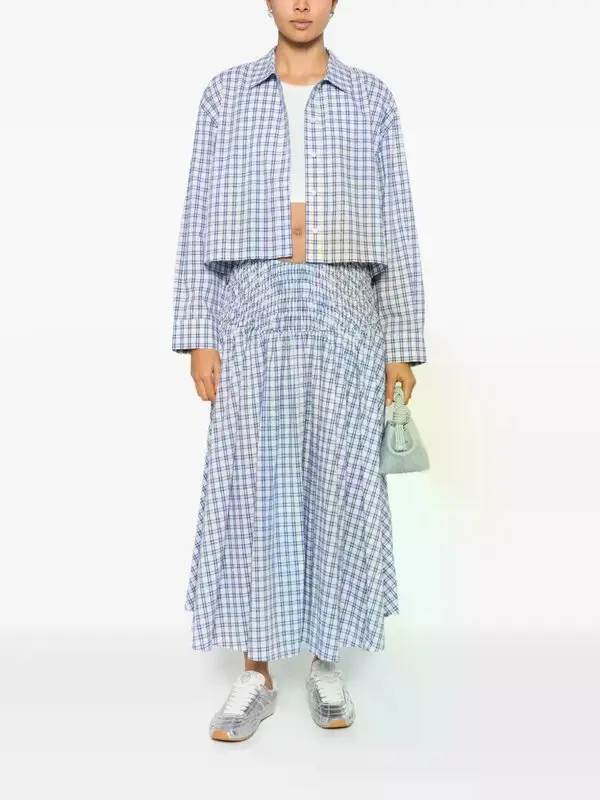 Maje Embellished Check Cotton Shirt With Removable Tie