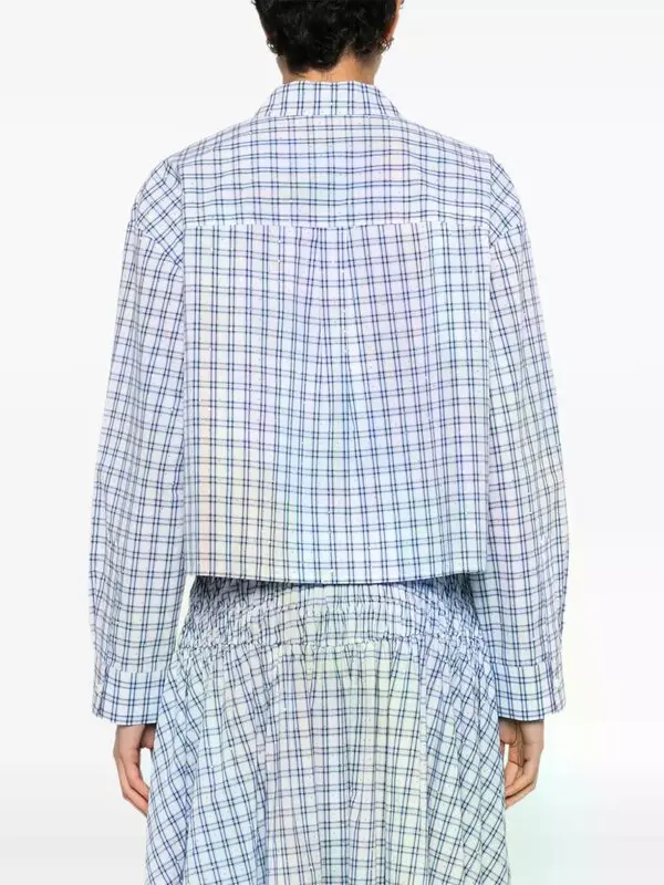 Maje Embellished Check Cotton Shirt With Removable Tie