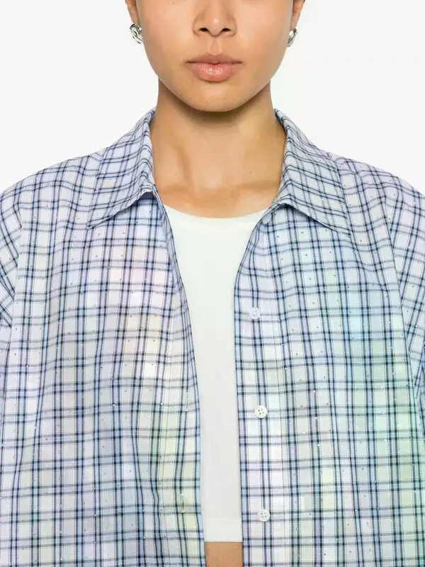Maje Embellished Check Cotton Shirt With Removable Tie