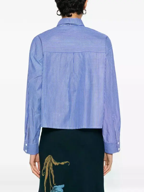 Maje Striped Beaded Cotton Poplin Shirt
