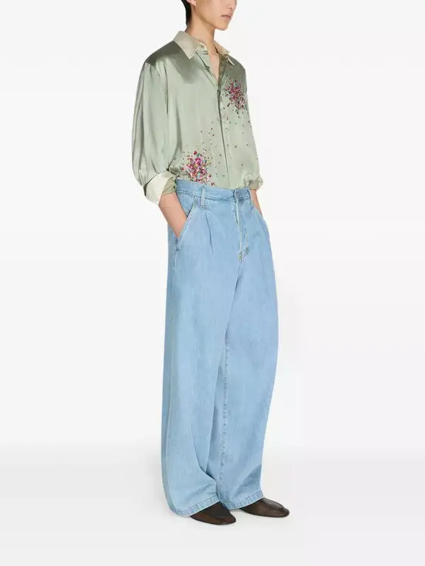 Dries Van Noten Pleated Wide Leg Jeans