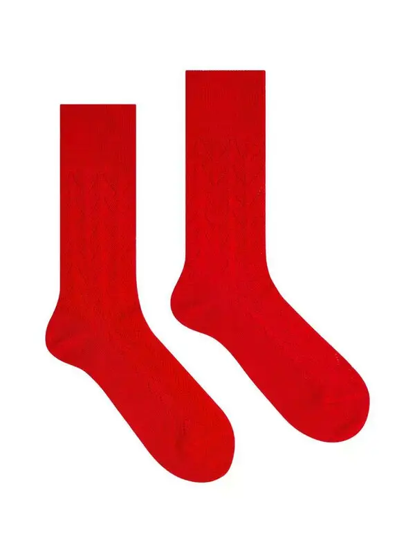 Dries Van Noten Jacquard Cotton Socks - Red