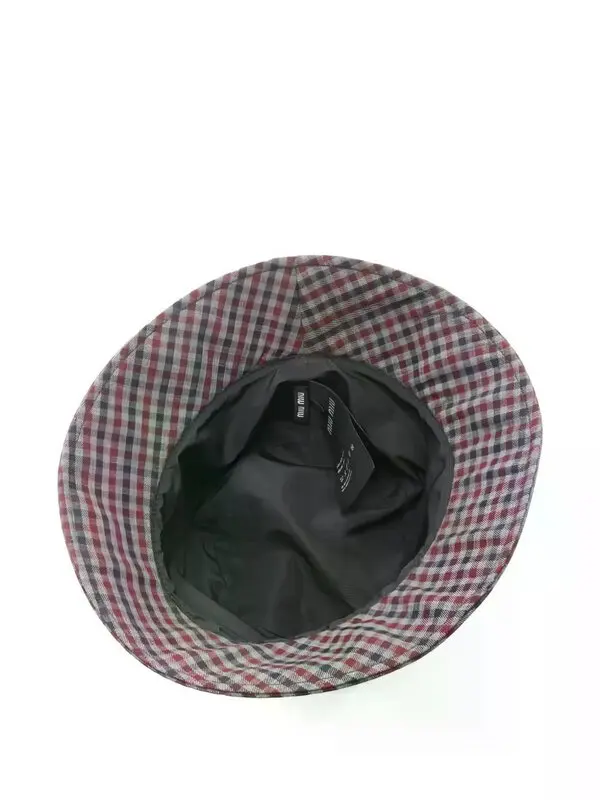 Miu Miu 2010s Checked Bucket Hat - Grey