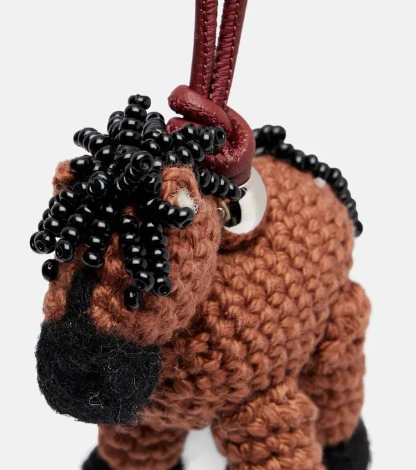 Loewe Horse Beaded Bag Charm - Brown