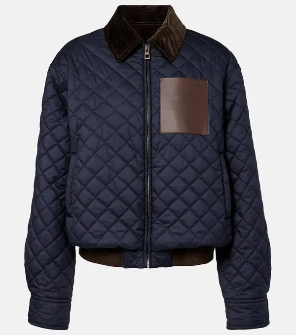 Loewe Corduroy-trimmed Quilted Blouson Jacket - Blue