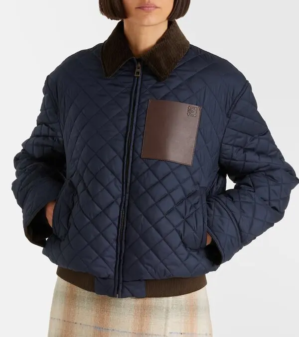 Loewe Corduroy-trimmed Quilted Blouson Jacket - Blue