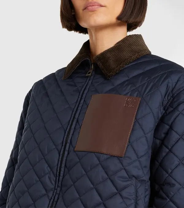Loewe Corduroy-trimmed Quilted Blouson Jacket - Blue