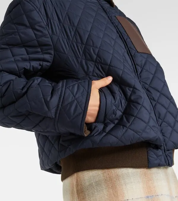 Loewe Corduroy-trimmed Quilted Blouson Jacket - Blue