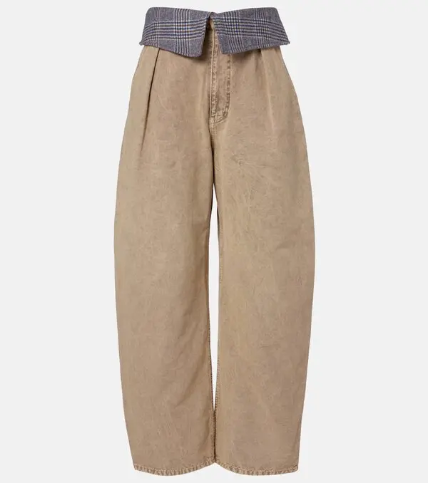 Loewe Wool-trimmed Barrel-leg Jeans - Beige