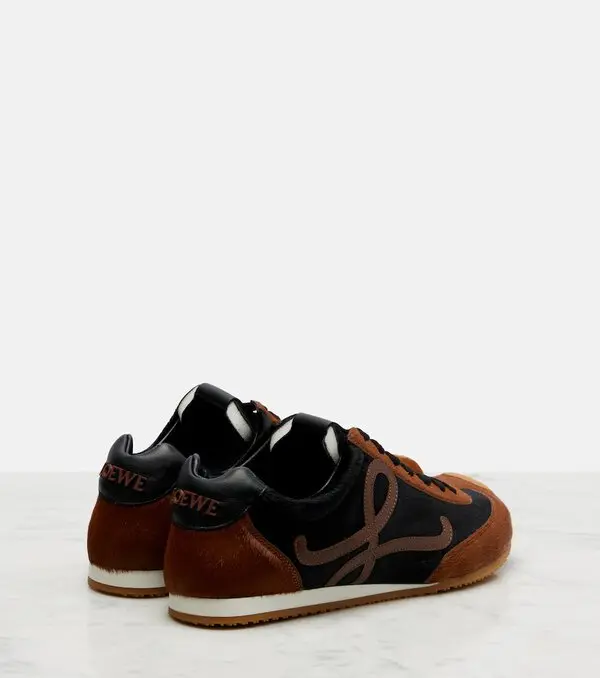 Loewe Ballet Runner 2.0 Leather-trimmed Calf Hair Sneakers - Brown