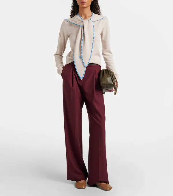 Loewe Scarf-detail Wool Sweater - Beige