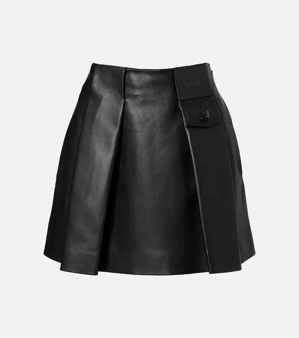 Loewe Pleated Leather Miniskirt - Black