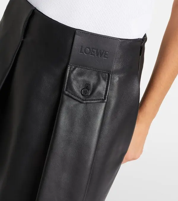 Loewe Pleated Leather Mini Skirt