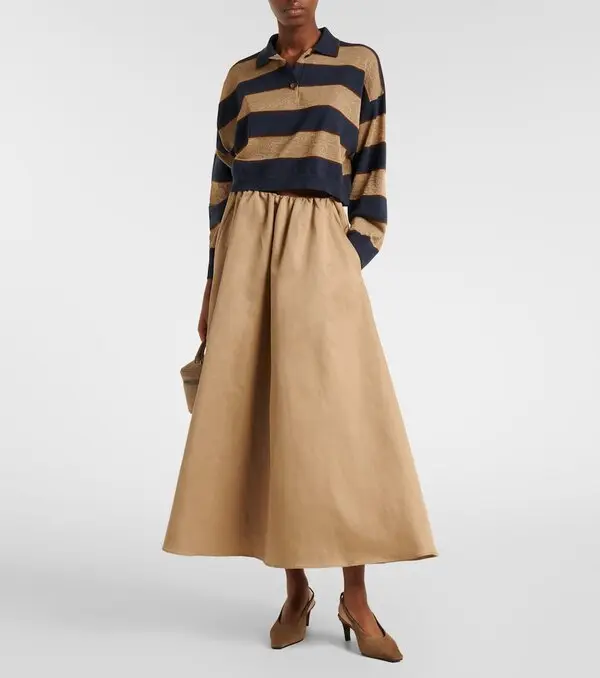 Brunello Cucinelli Wool, Cashmere, And Silk Polo Sweater - Blue