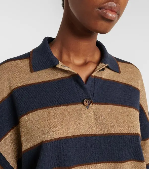 Brunello Cucinelli Wool, Cashmere, And Silk Polo Sweater - Blue