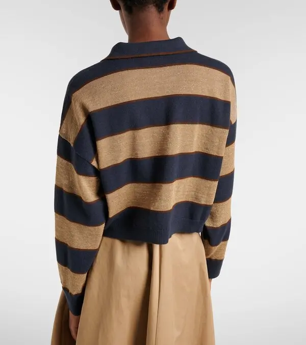 Brunello Cucinelli Wool, Cashmere, And Silk Polo Sweater - Blue