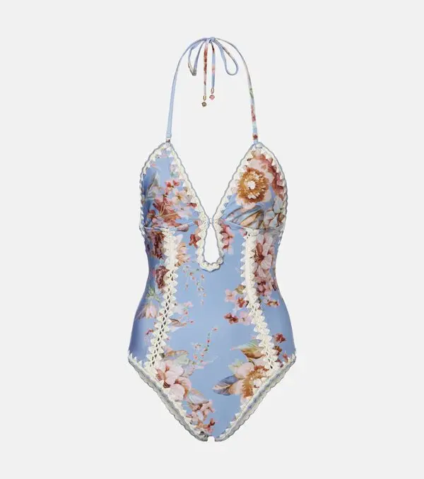 Zimmermann Awaken Floral One-piece Swimsuit - Blue