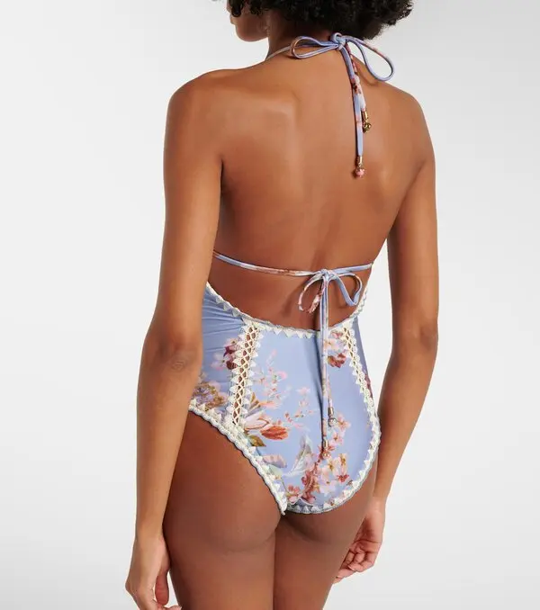 Zimmermann Awaken Floral One-piece Swimsuit - Blue
