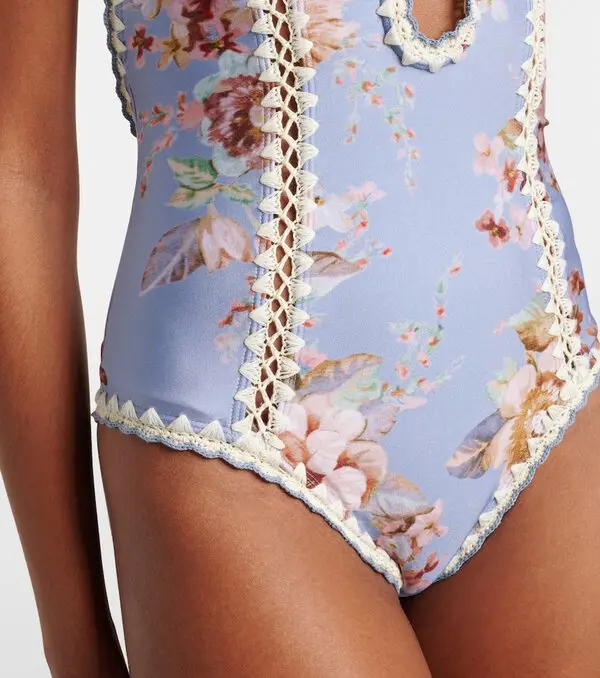Zimmermann Awaken Floral One-piece Swimsuit - Blue