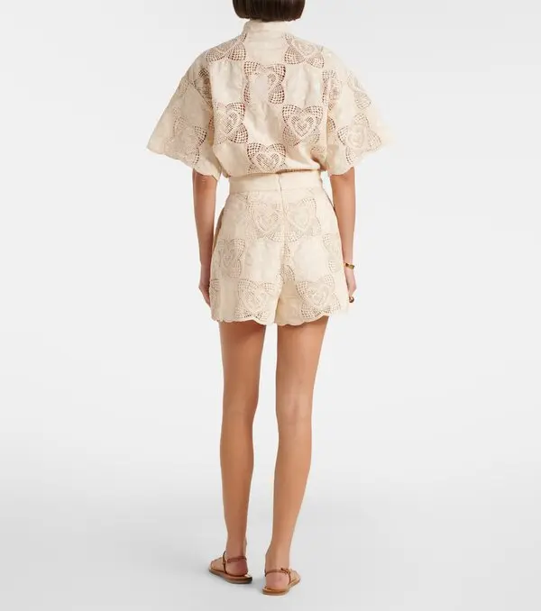Zimmermann Wanderlust Crochet Cotton-blend Shorts