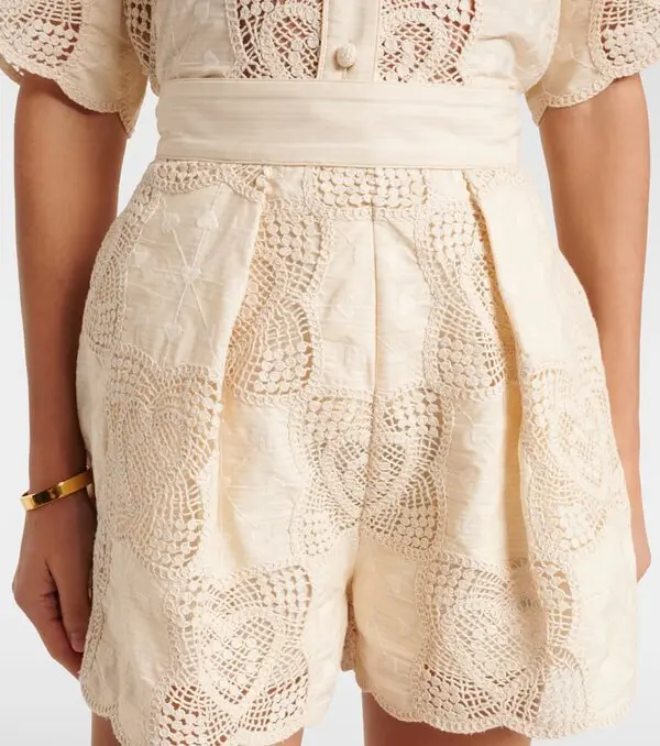 Zimmermann Wanderlust Crochet Cotton-blend Shorts