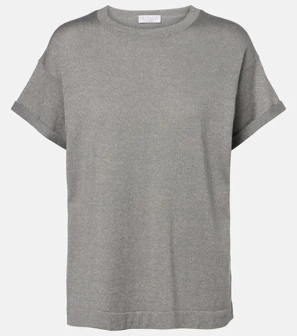 Brunello Cucinelli Cashmere And Silk-blend T-shirt - Grey
