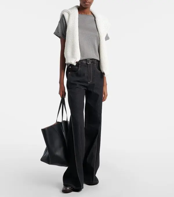 Brunello Cucinelli Cashmere And Silk-blend T-shirt - Grey