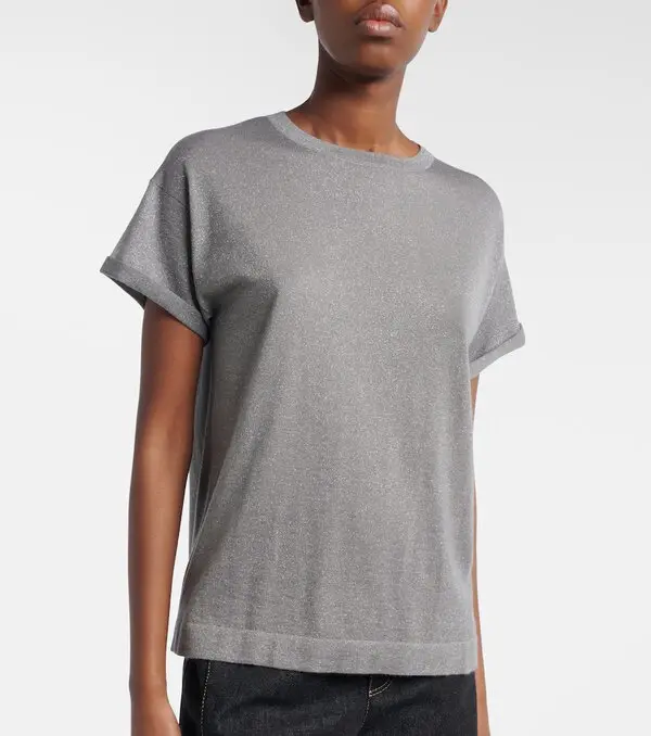 Brunello Cucinelli Cashmere And Silk-blend T-shirt - Grey