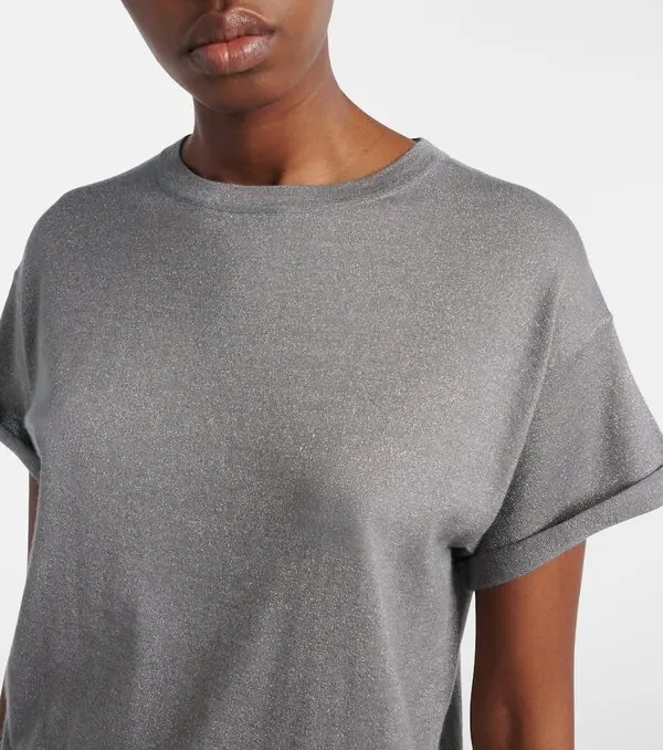 Brunello Cucinelli Cashmere And Silk-blend T-shirt - Grey