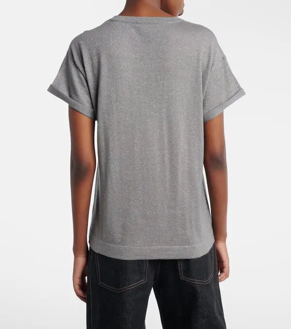 Brunello Cucinelli Cashmere And Silk-blend T-shirt - Grey