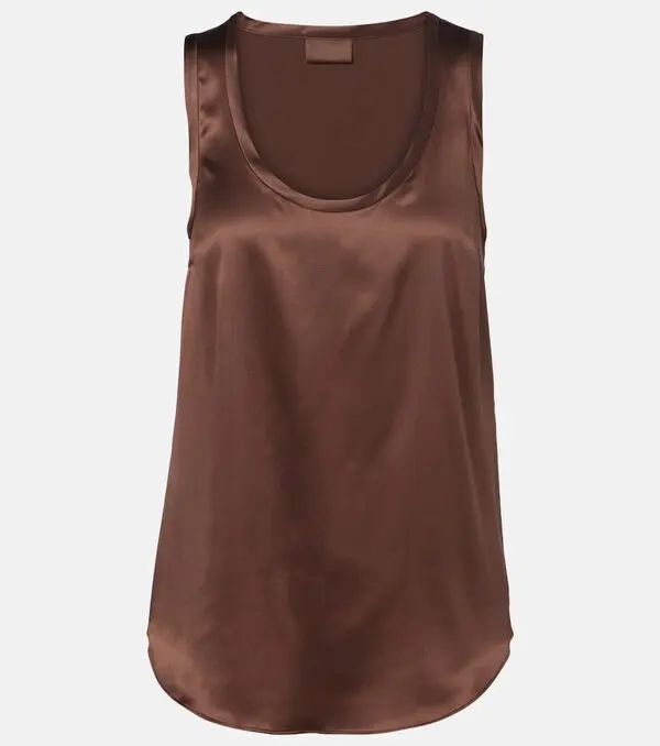 Brunello Cucinelli Silk-blend Satin Tank Top - Brown
