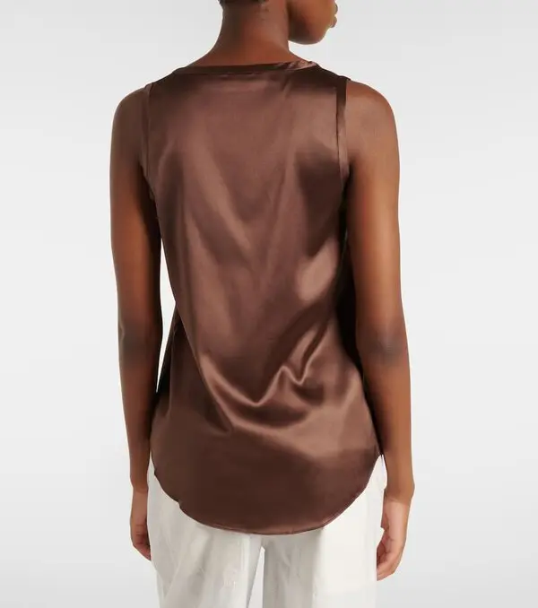 Brunello Cucinelli Silk-blend Satin Tank Top - Brown