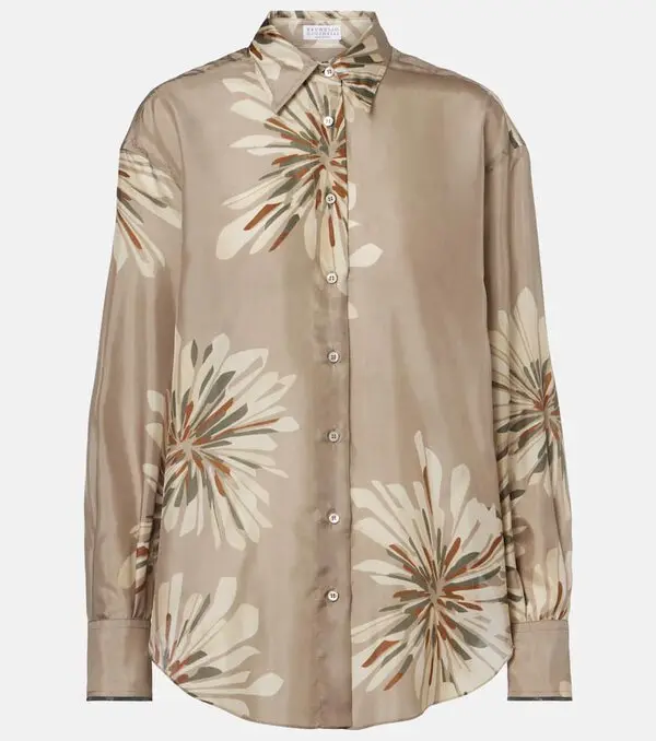 Brunello Cucinelli Floral Print Silk Shirt